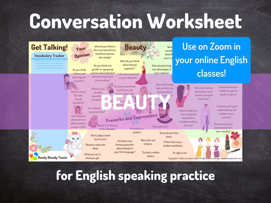 BEAUTY Conversation Worksheet for Online English / ESL Classes ...
