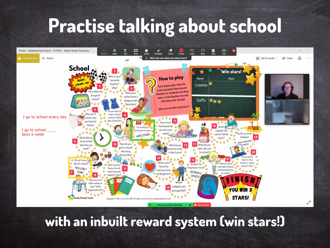 SCHOOL Board Game for English / ESL / TEFL Classes. Play on Zoom ...