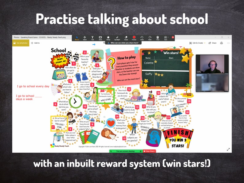 SCHOOL Board Game for English / ESL / TEFL Classes. Play on Zoom ...