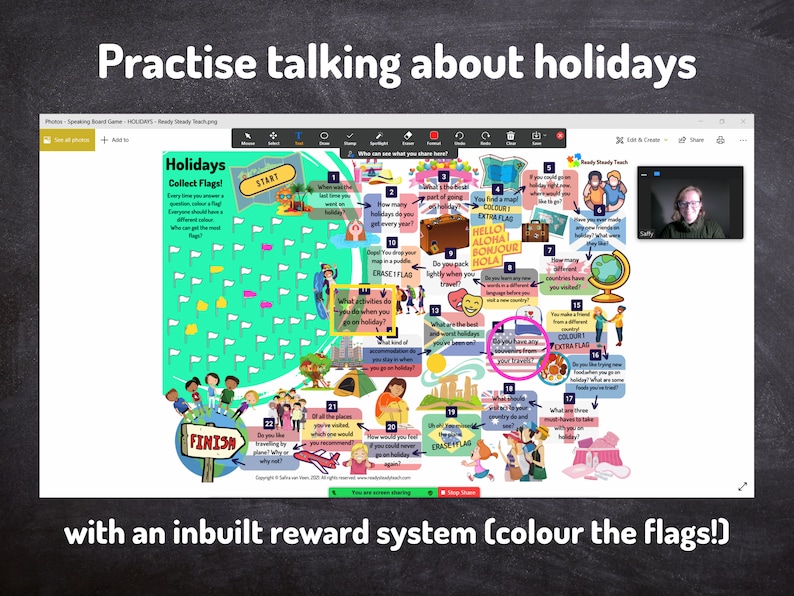 HOLIDAYS Board Game for English / ESL / TEFL Classes. Play on Zoom ...