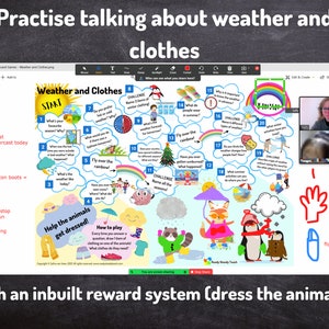 WEATHER & CLOTHES Board Game for English / ESL / Tefl Classes. Play on ...