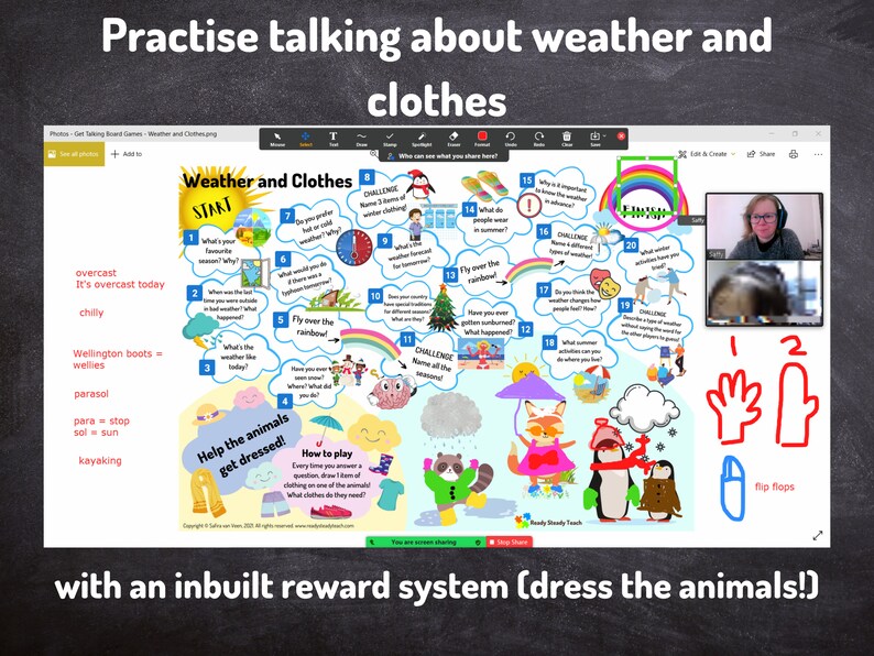 WEATHER & CLOTHES Board Game for English / ESL / Tefl Classes. Play on ...