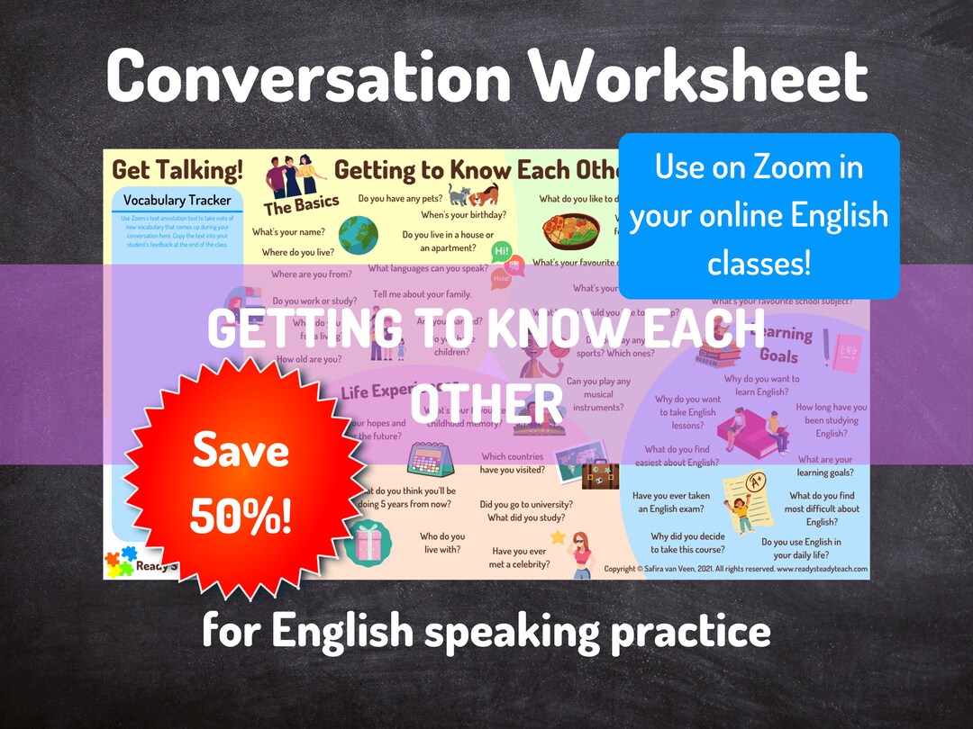 GETTING TO KNOW Each Other Conversation Worksheet for Online English ...