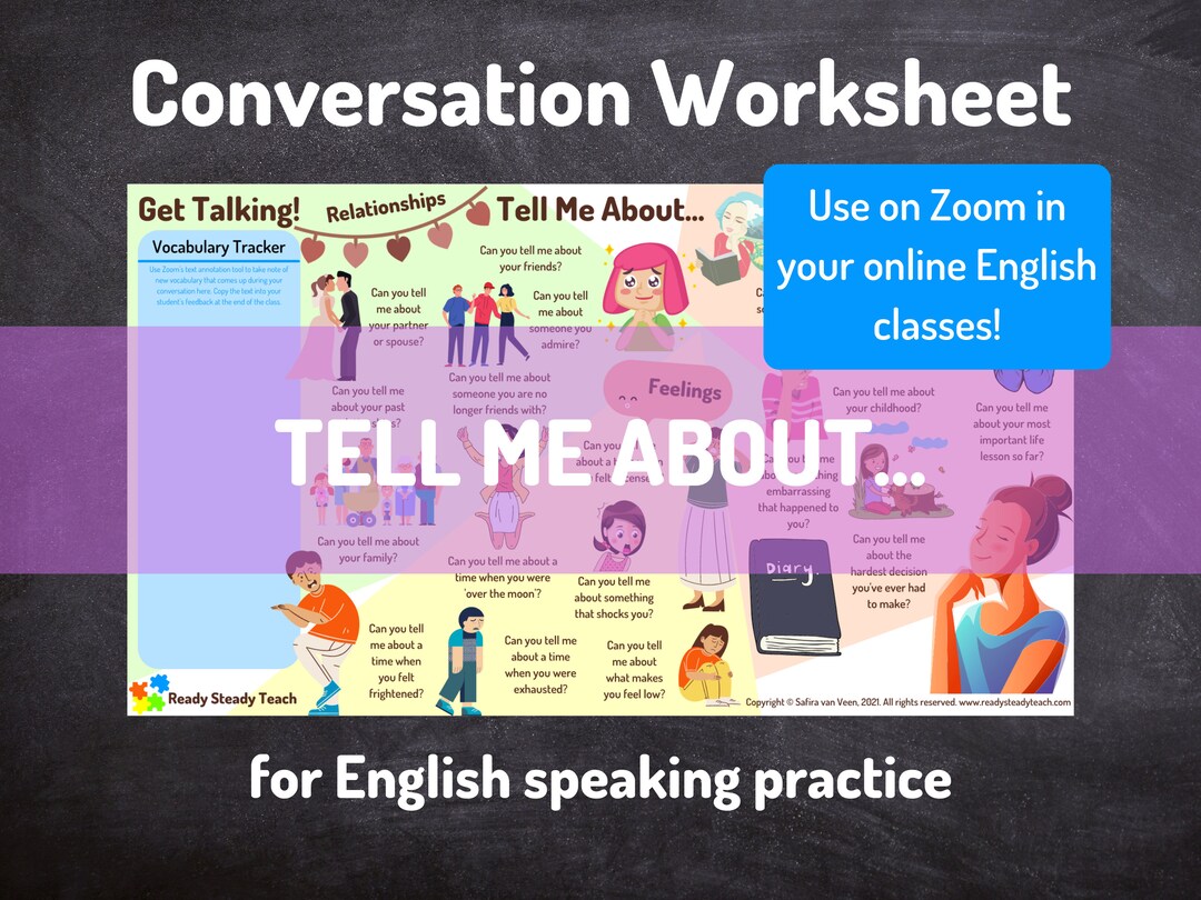 TELL ME ABOUT... Conversation Worksheet for Online English Classes ...