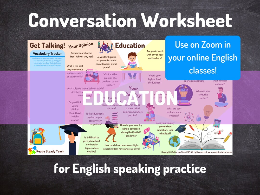 EDUCATION Conversation Worksheet for Online English / ESL Classes ...