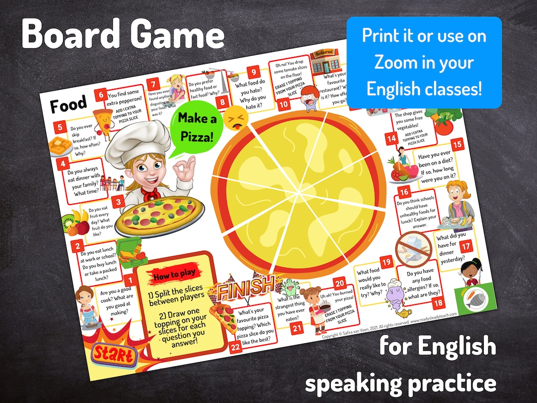 FOOD Board Game for English / ESL / TEFL Classes. Play on Zoom ...
