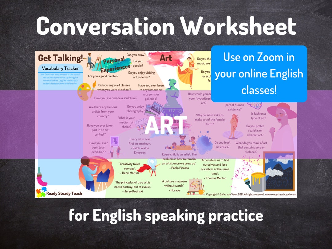 ART Conversation Worksheet for Online English / ESL / TEFL Classes ...