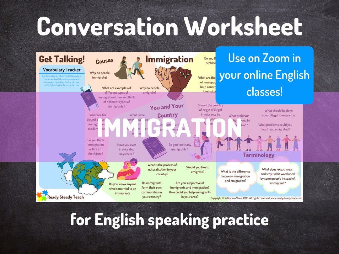 IMMIGRATION Conversation Worksheet for Online English / ESL Classes ...