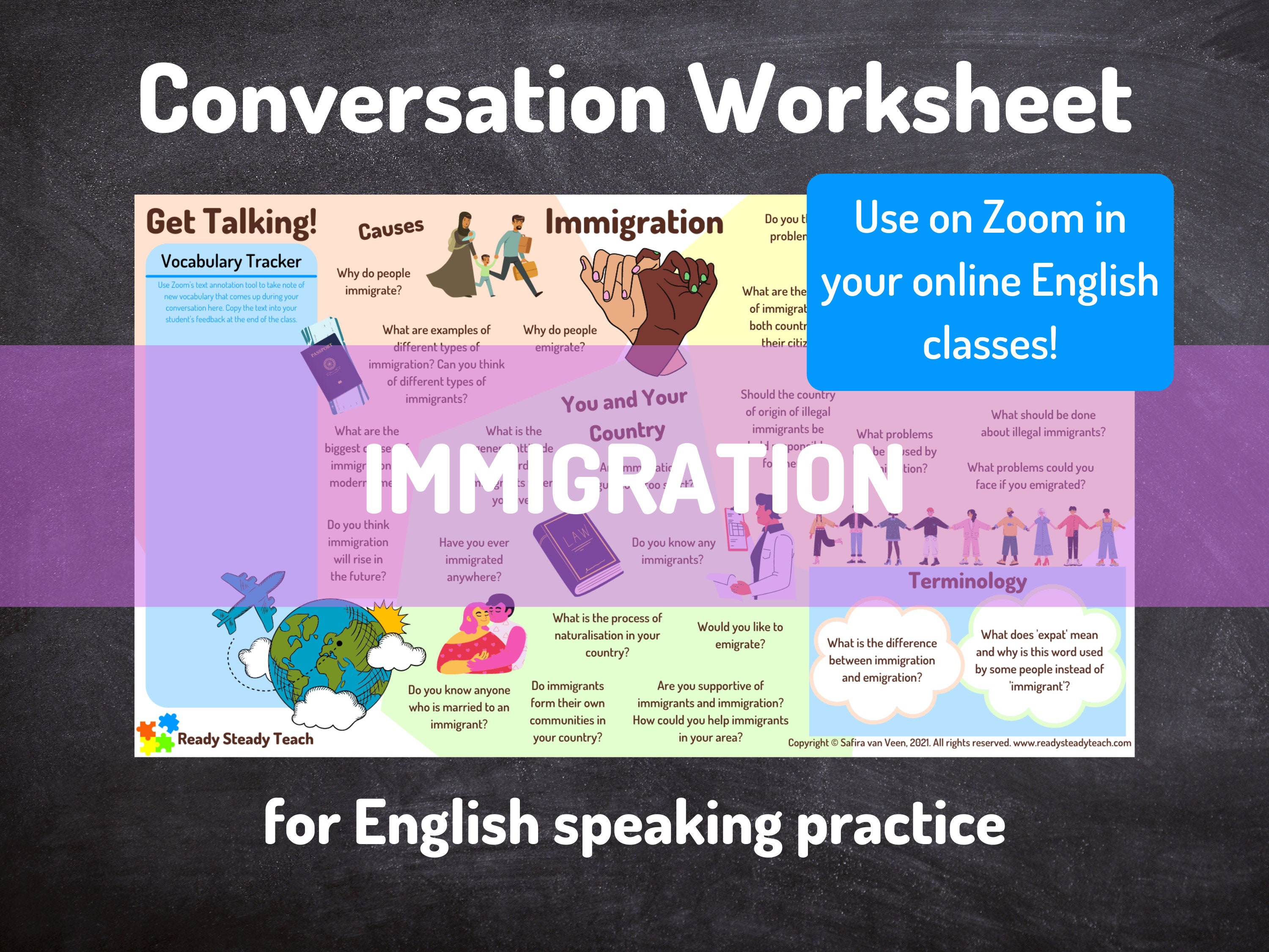 IMMIGRATION Conversation Worksheet for Online English / ESL Classes ...