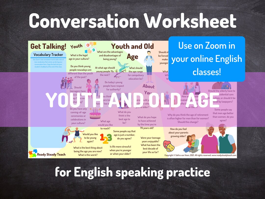 YOUTH and OLD AGE Conversation Worksheet for Online English Classes ...