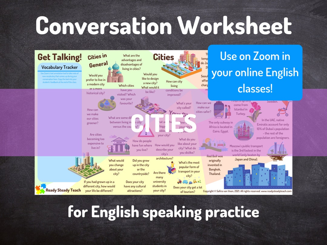 CITIES Conversation Worksheet for Online English / ESL Classes ...