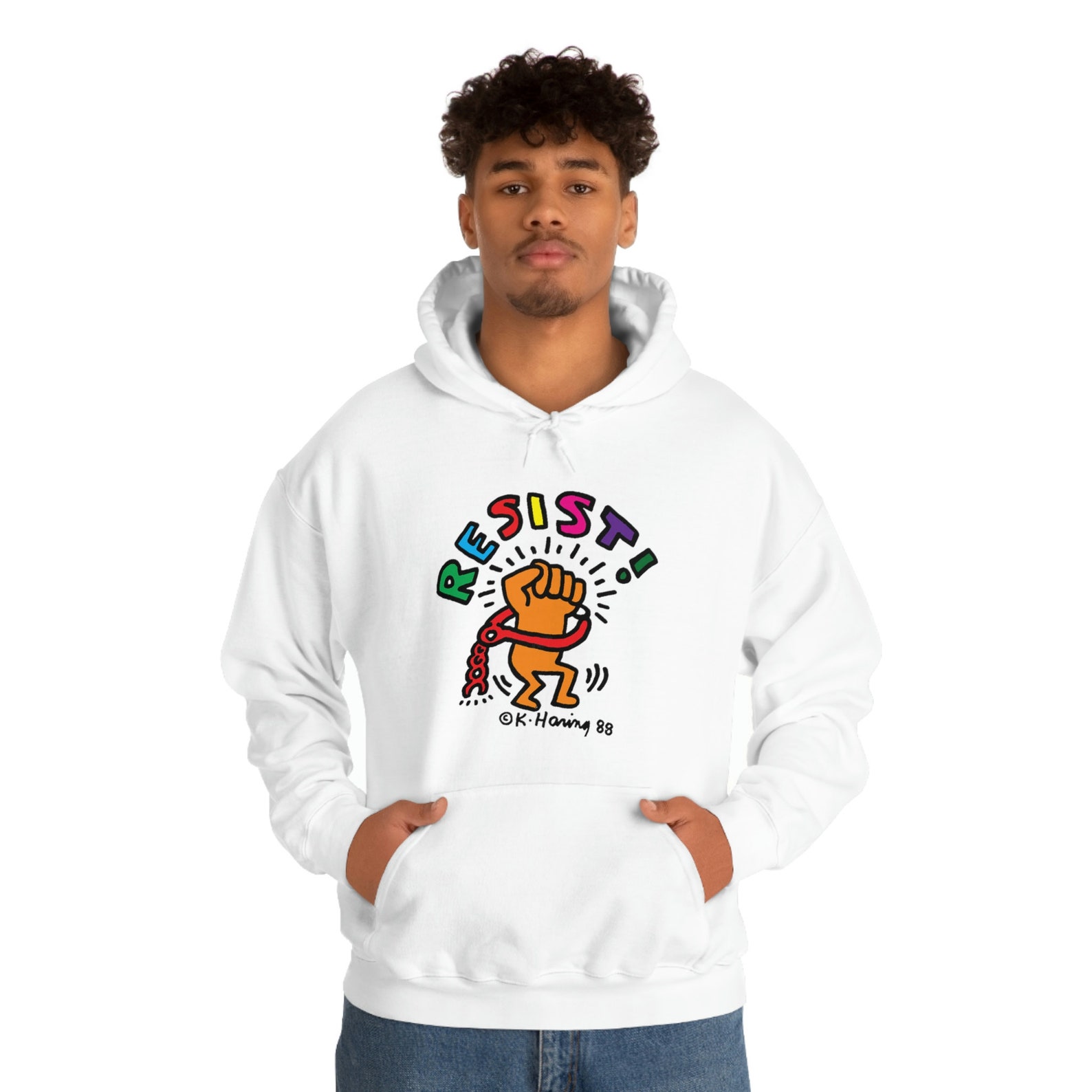 Keith Haring Resist Hoodie Sweatshirt - Etsy