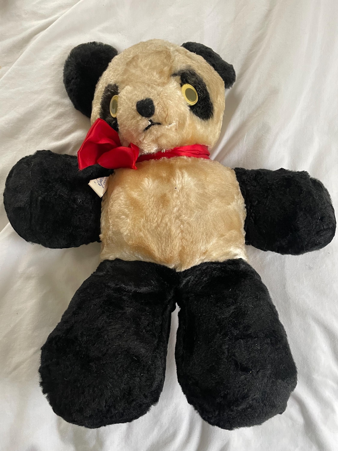 1950s “panda Gund” Stuffed Animal With Red Bow - Etsy