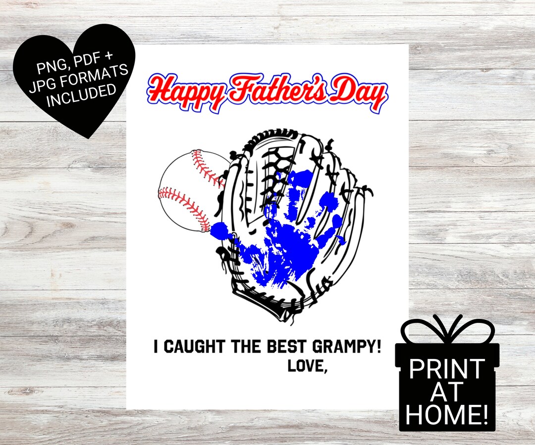 Father's Day Printable Baseball Card With Hand Print for Grampy, DIY ...