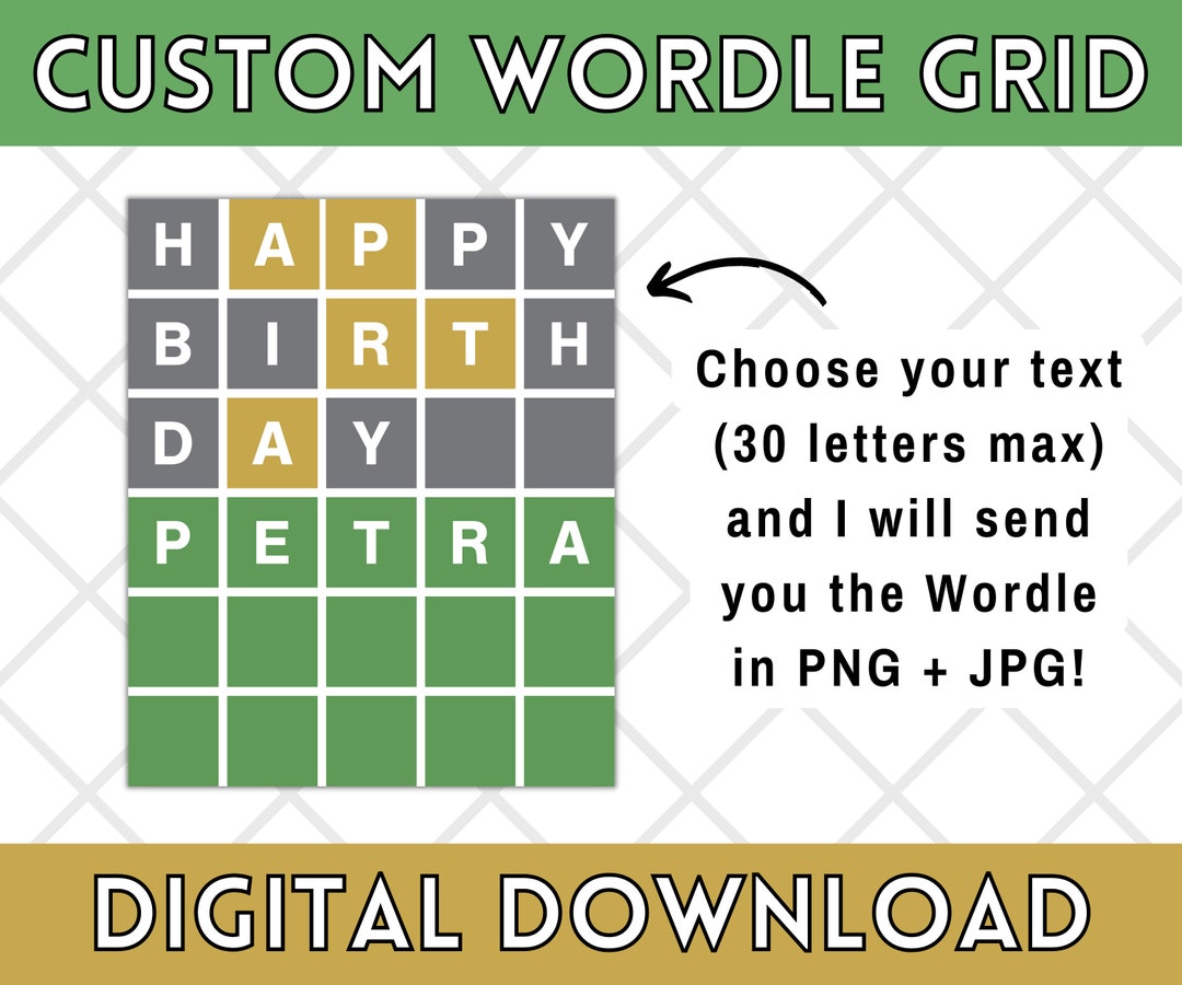 Customized Wordle Grid, PNG and JPG Personalized With Your Text, Sent ...