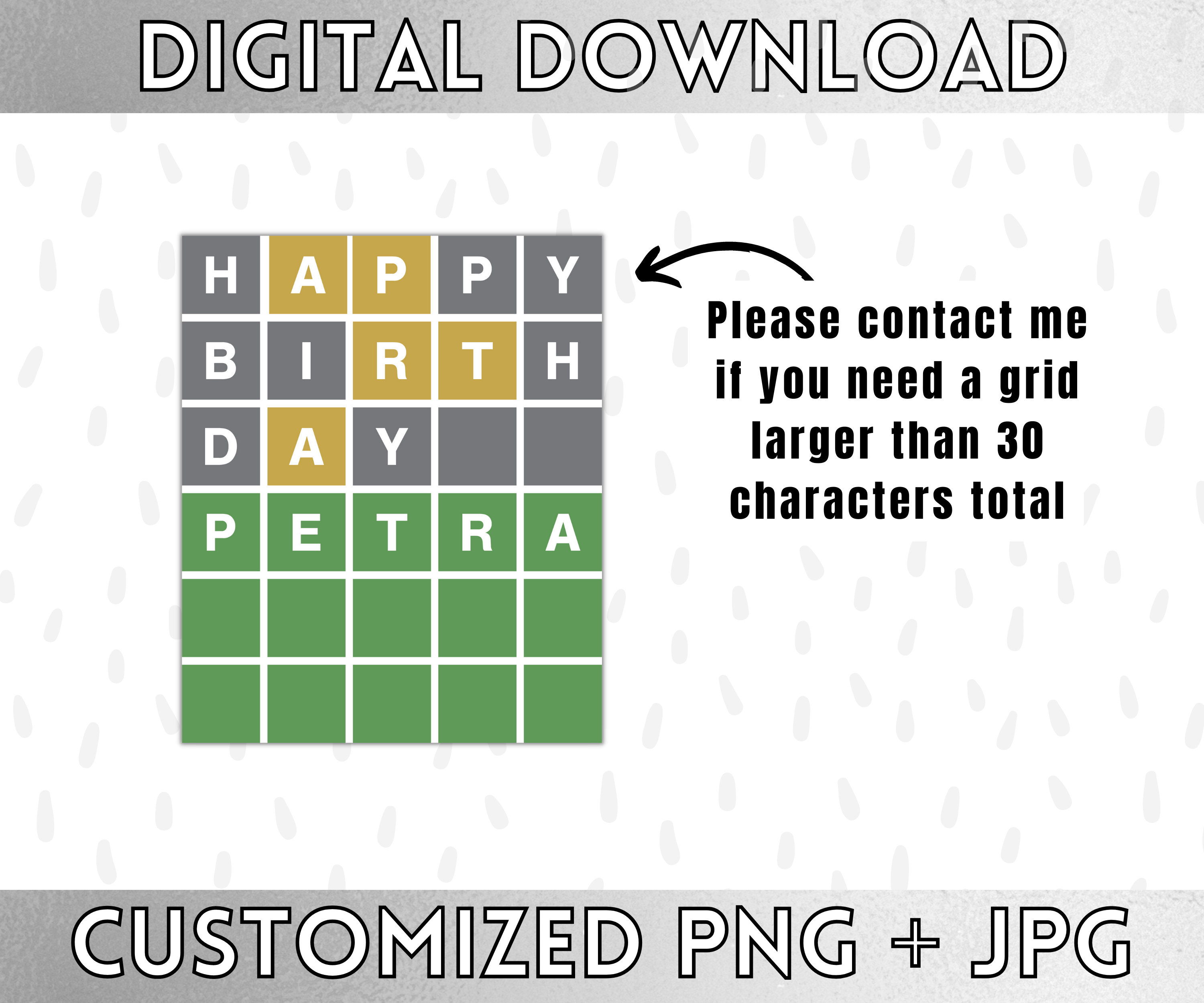 Customized Wordle Grid, PNG and JPG Personalized With Your Text, Sent ...