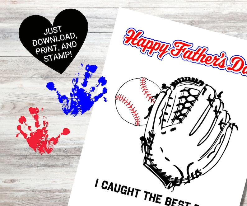 Baseball Themed Father's Day Card for Grandpa, Printable Art Craft for ...