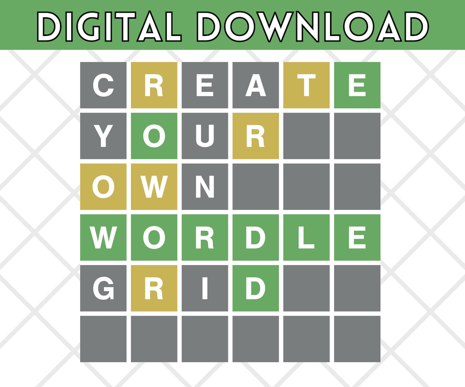 Wordle SVG, Make Your Own Wordle Grid, Create Any Message, Perfect Template for Wordle Birthday ...