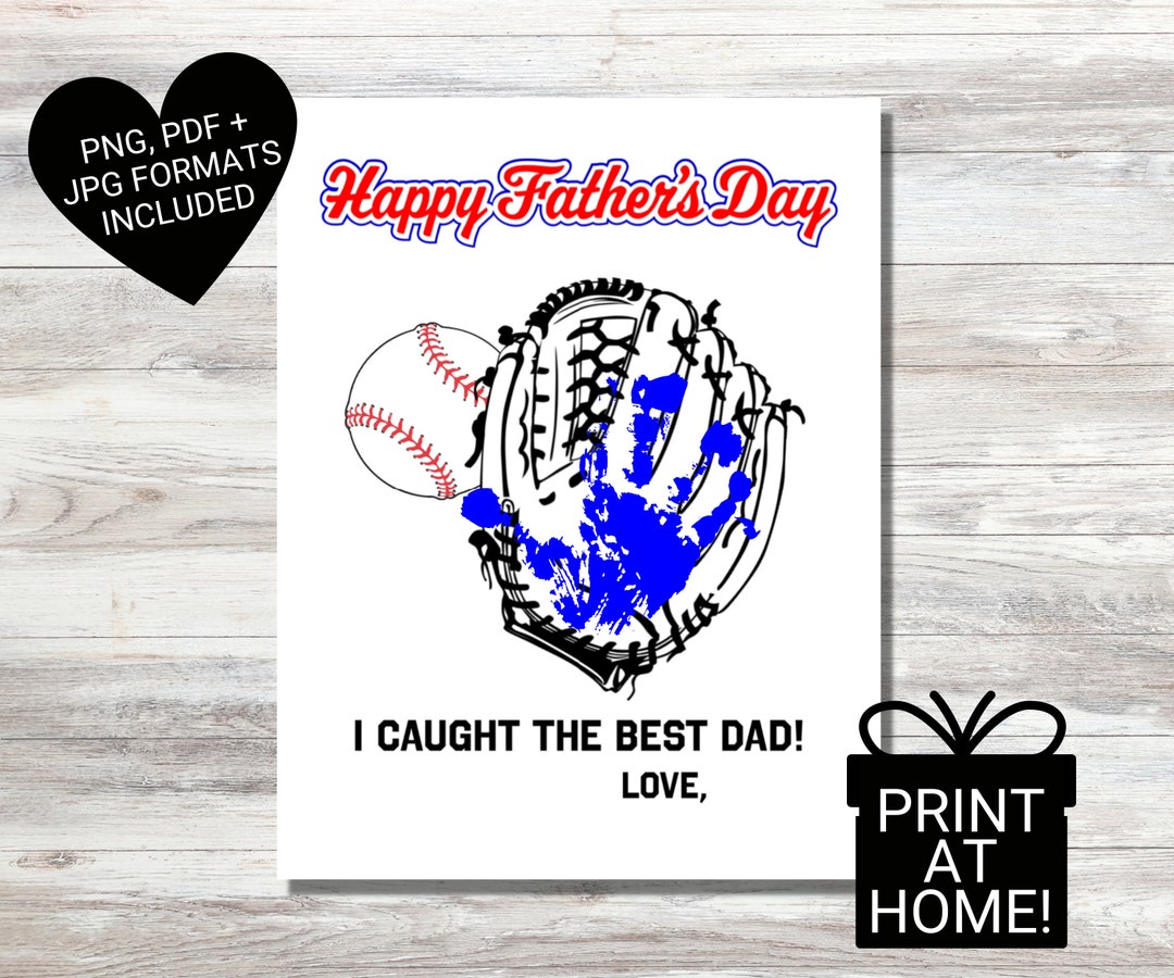 Father's Day Baseball Handprint Card, Printable Gift for Dads, Hand ...