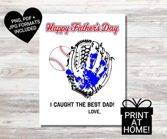 Father's Day Baseball Handprint Card Printable Gift for | Etsy