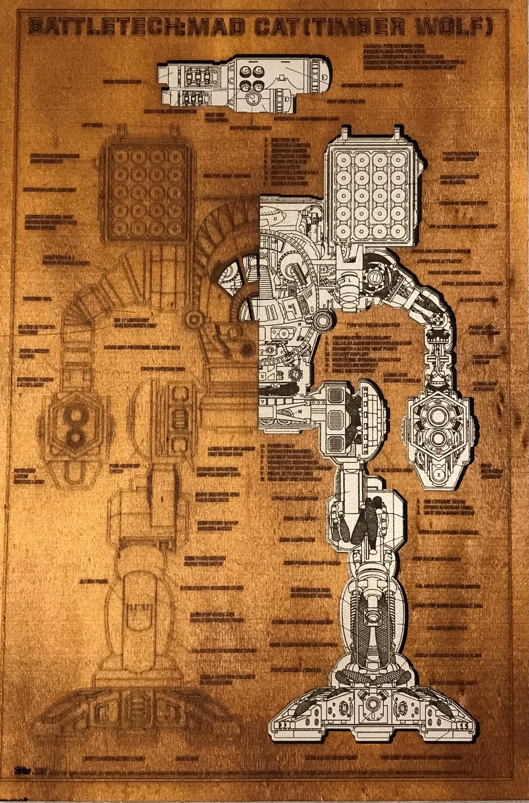 Battletech Mad Cat timber Wolf Blueprint Engrave With 2 Layers, DFX ...