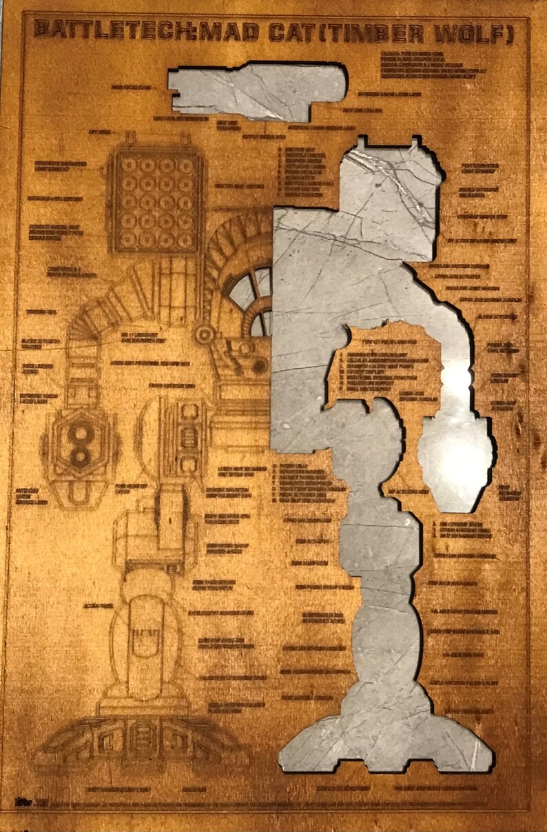 Battletech Mad Cat timber Wolf Blueprint Engrave With 2 Layers, DFX ...