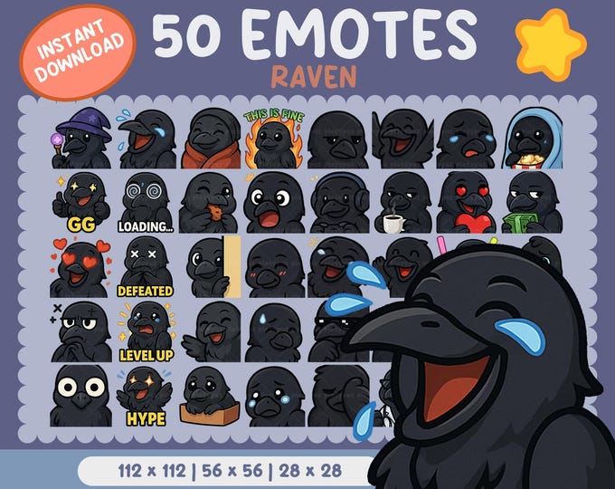 Raven & Crow Emote Pack 3 | Blackbird Emotes for Twitch, Discord ...