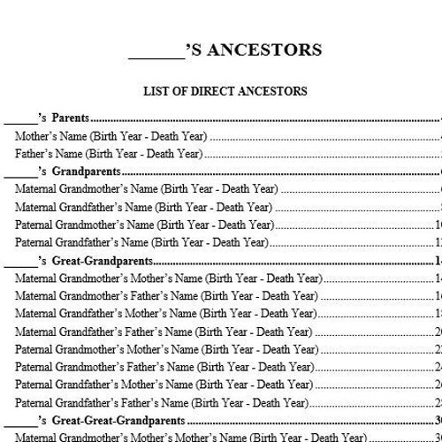 Customizable Microsoft Word Template for Family History - Etsy