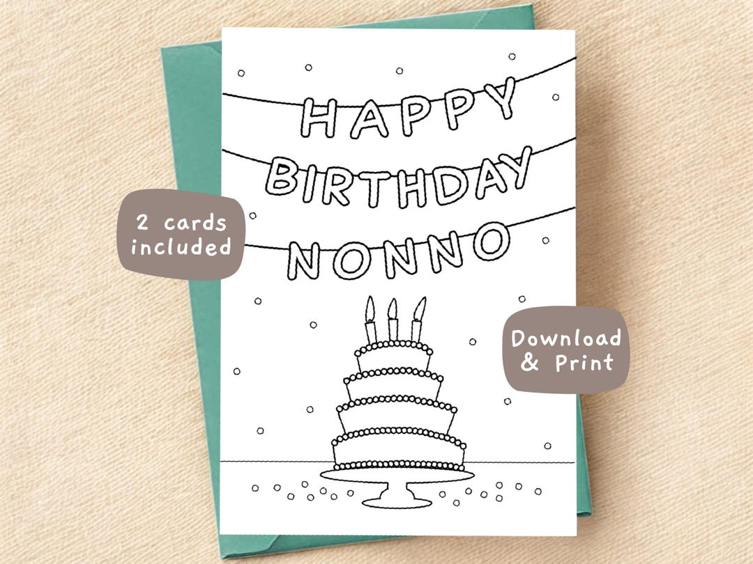 Printable Birthday Card for Nonno: Color & Coloring Page (PDF) - Etsy