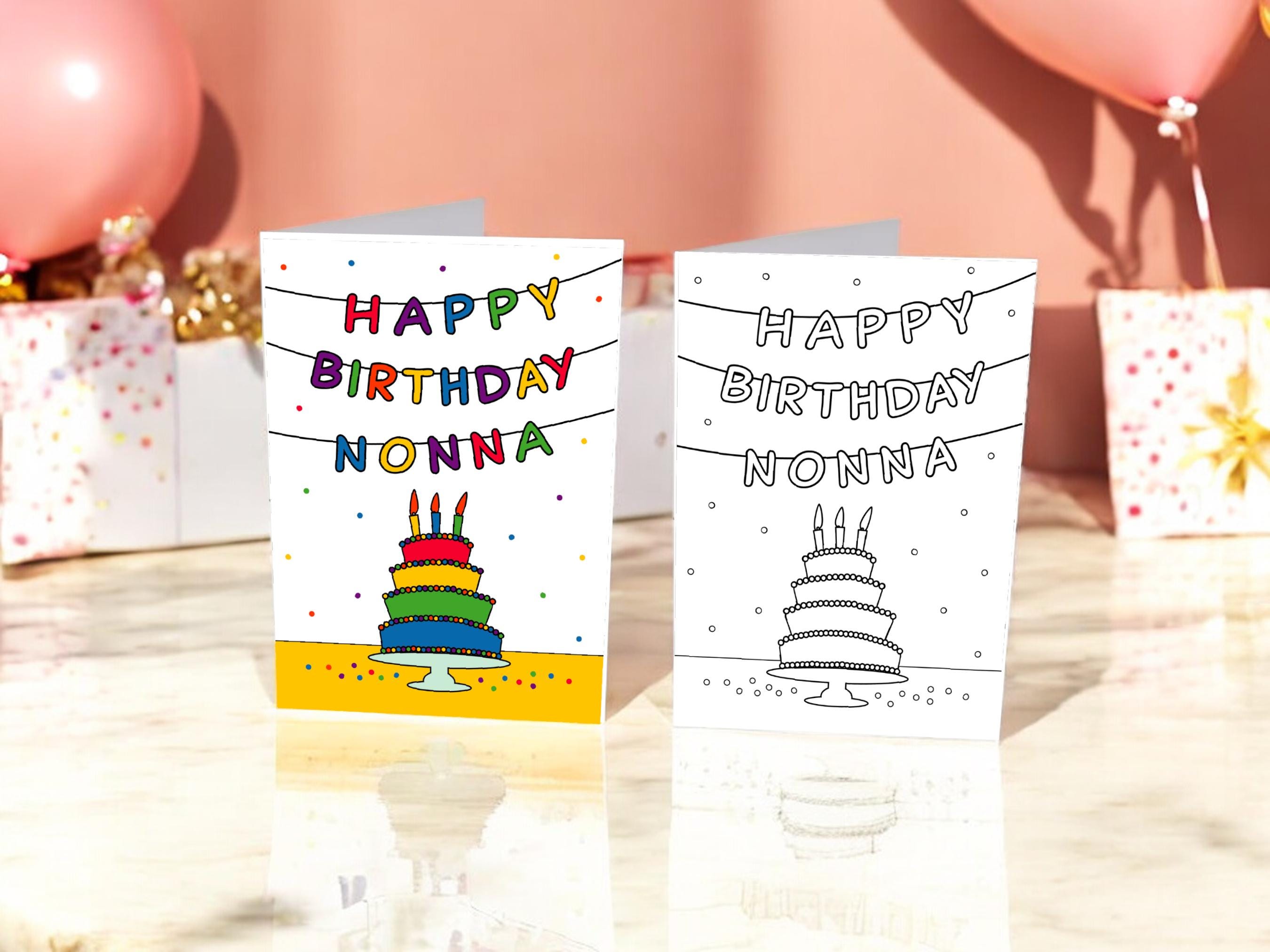 Nonna Birthday Card: Printable Color & Coloring Page (PDF) - Etsy