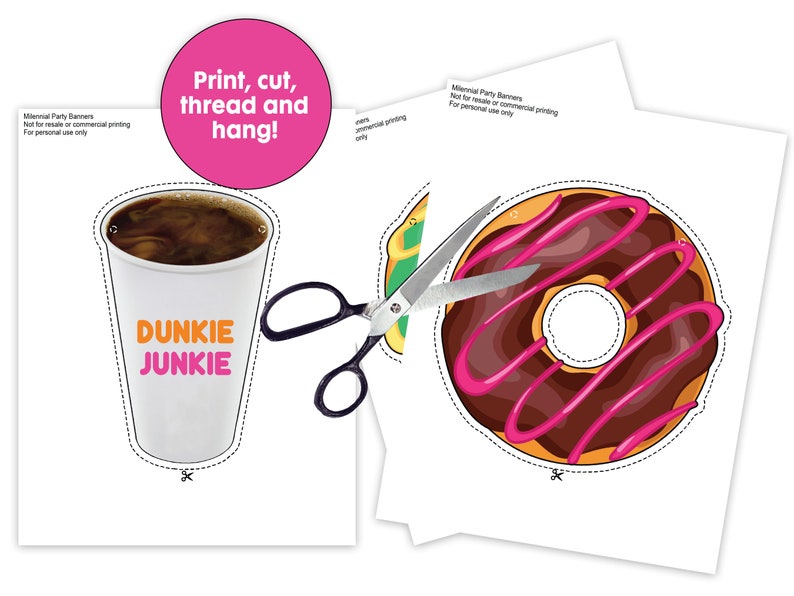 Instant Download- Dunkin Donut Inspired Banner- Dunkie Junkie Birthday ...