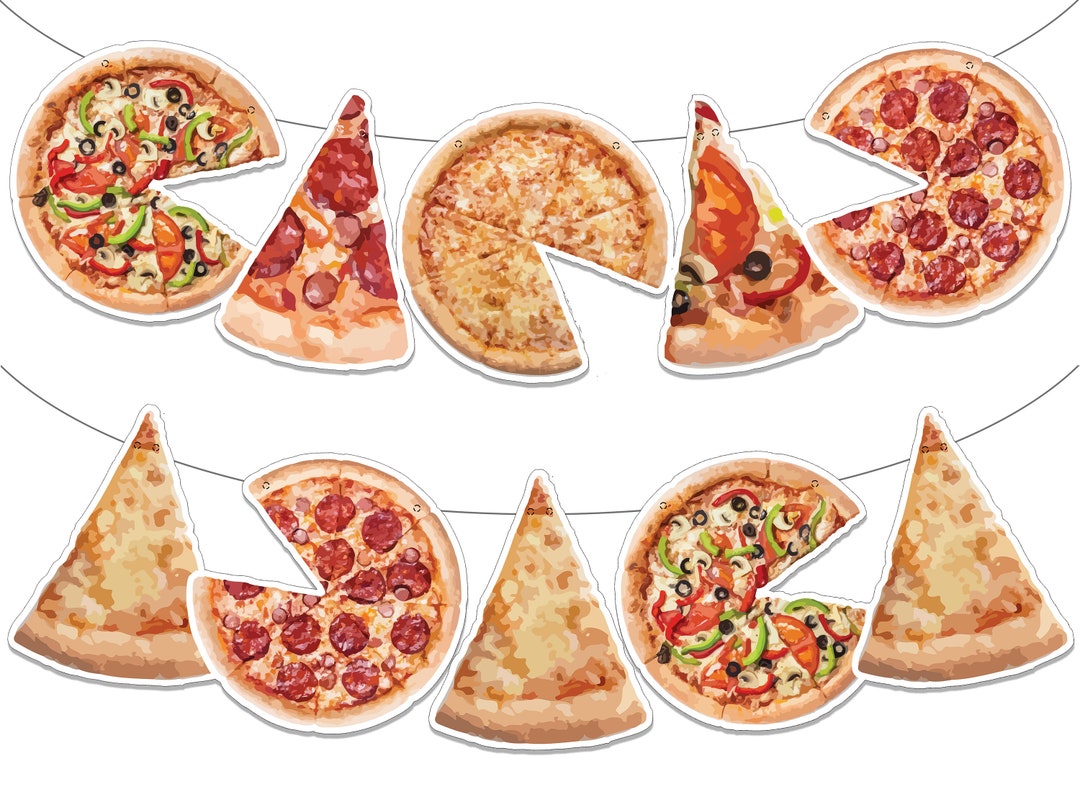 Instant Download- Pizza Banner- Pizza Party Birthday Banner- Pepperoni ...