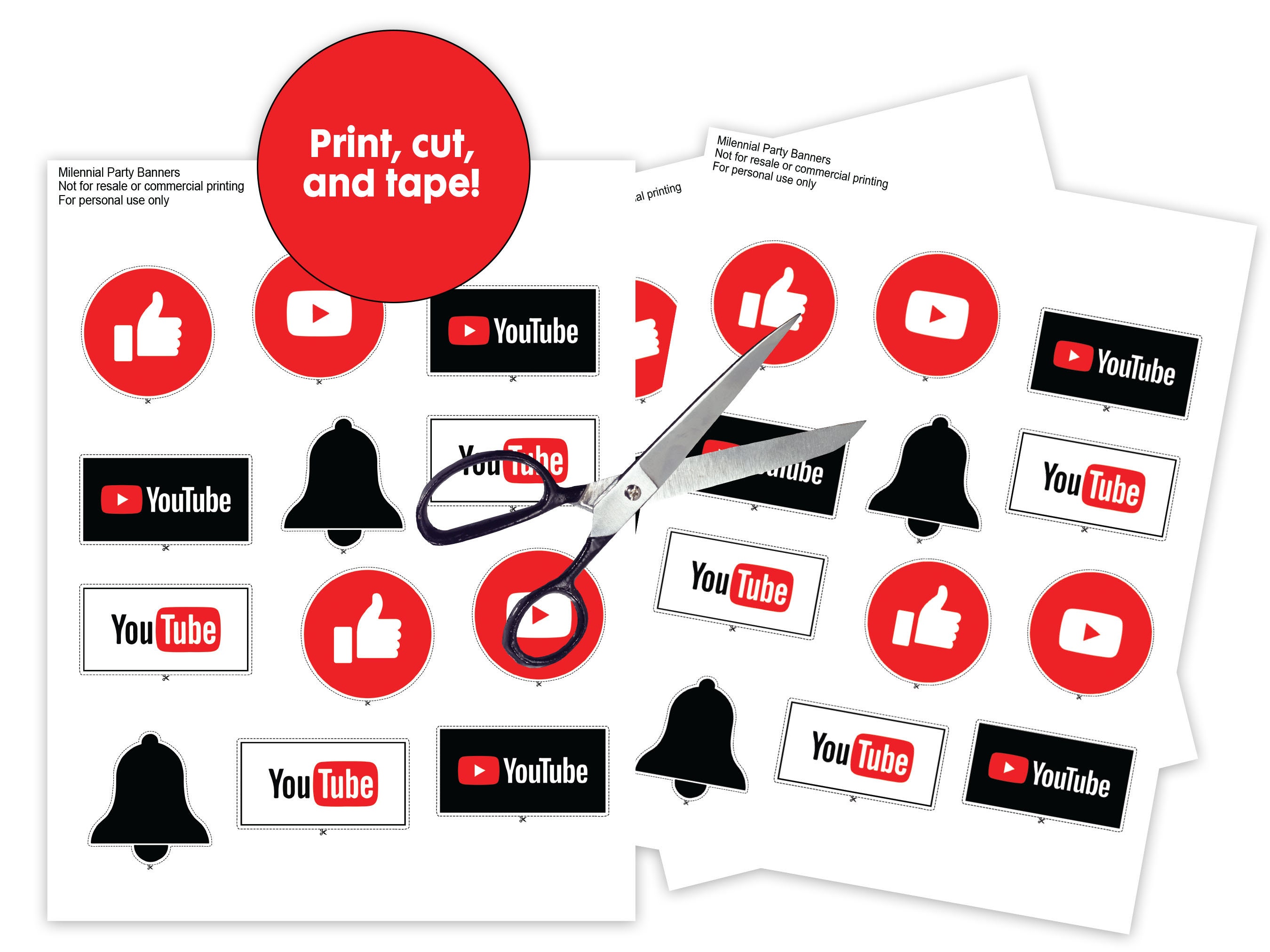 Instant Download- Youtube Party Cupcake Toppers- Youtube Party ...