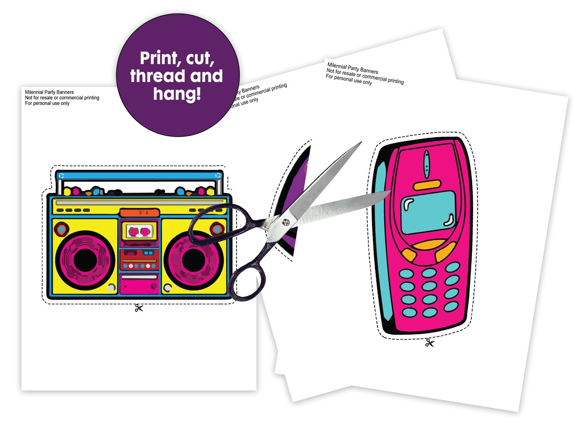 Instant Download- 90s Party Banner- Retro Birthday Decorations ...