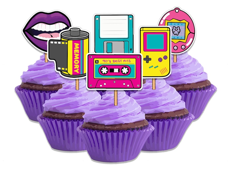 Instant Download 90s Cupcake Toppers Retro Birthday Cake - Etsy