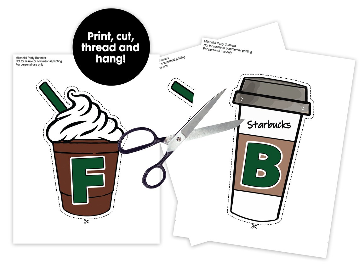 Instant Download Starbucks Banner Starbucks Frappe Birthday - Etsy