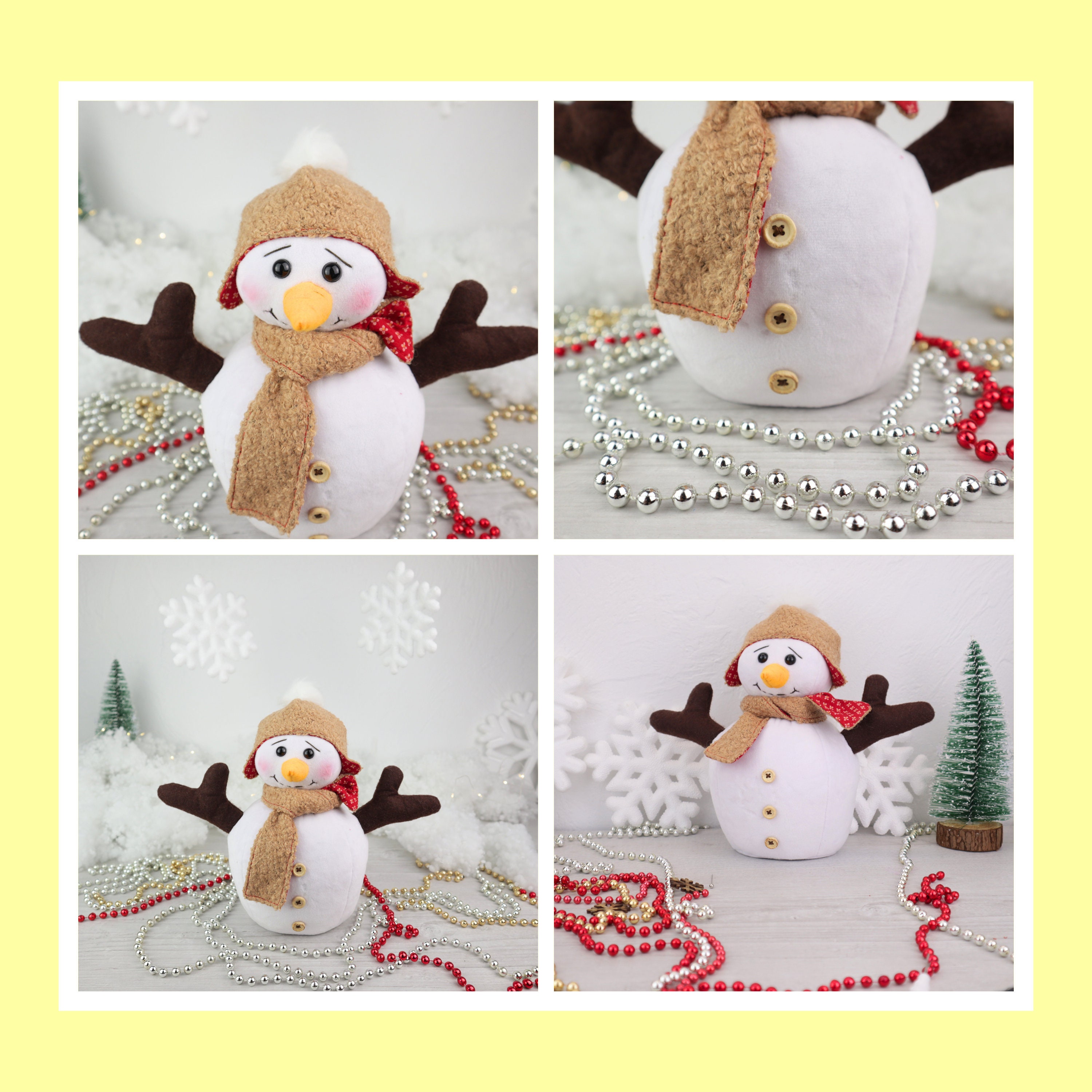 Snowman Plush Pattern PDF Winter Decor Sewing Pattern Do It Yourself - Etsy