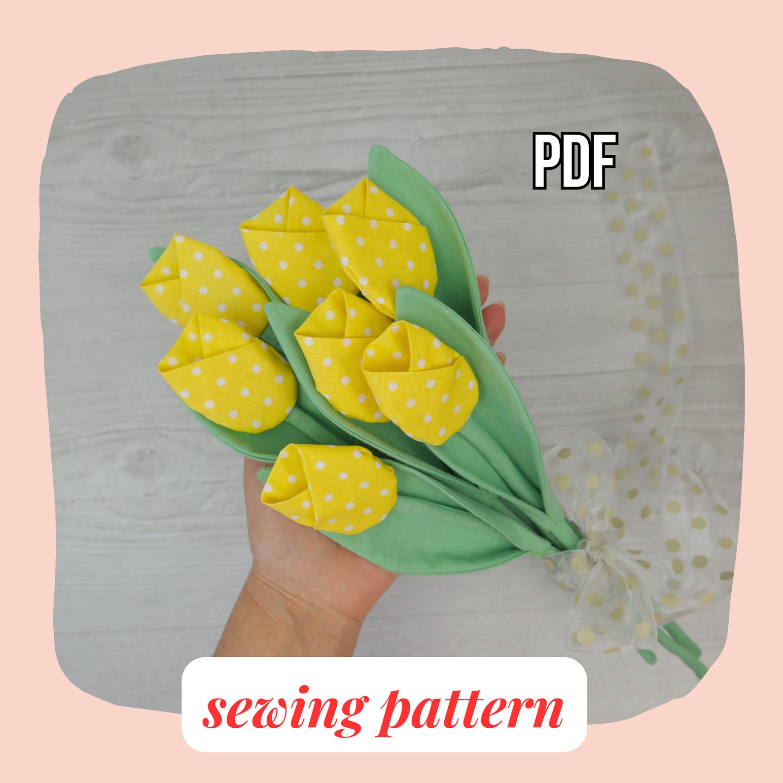 Flower Sewing Pattern Fabric Tulips Easy DIY - Etsy