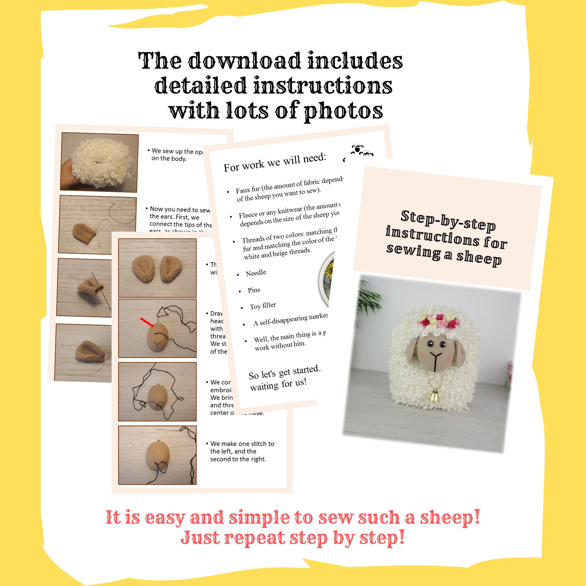 Sheep Sewing Pattern PDF Digital Download Do It Yourself Plush - Etsy UK