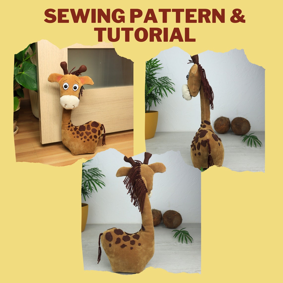 Giraffe Door Stop PDF Sewing Pattern Door Draft Stopper Make Your Own ...