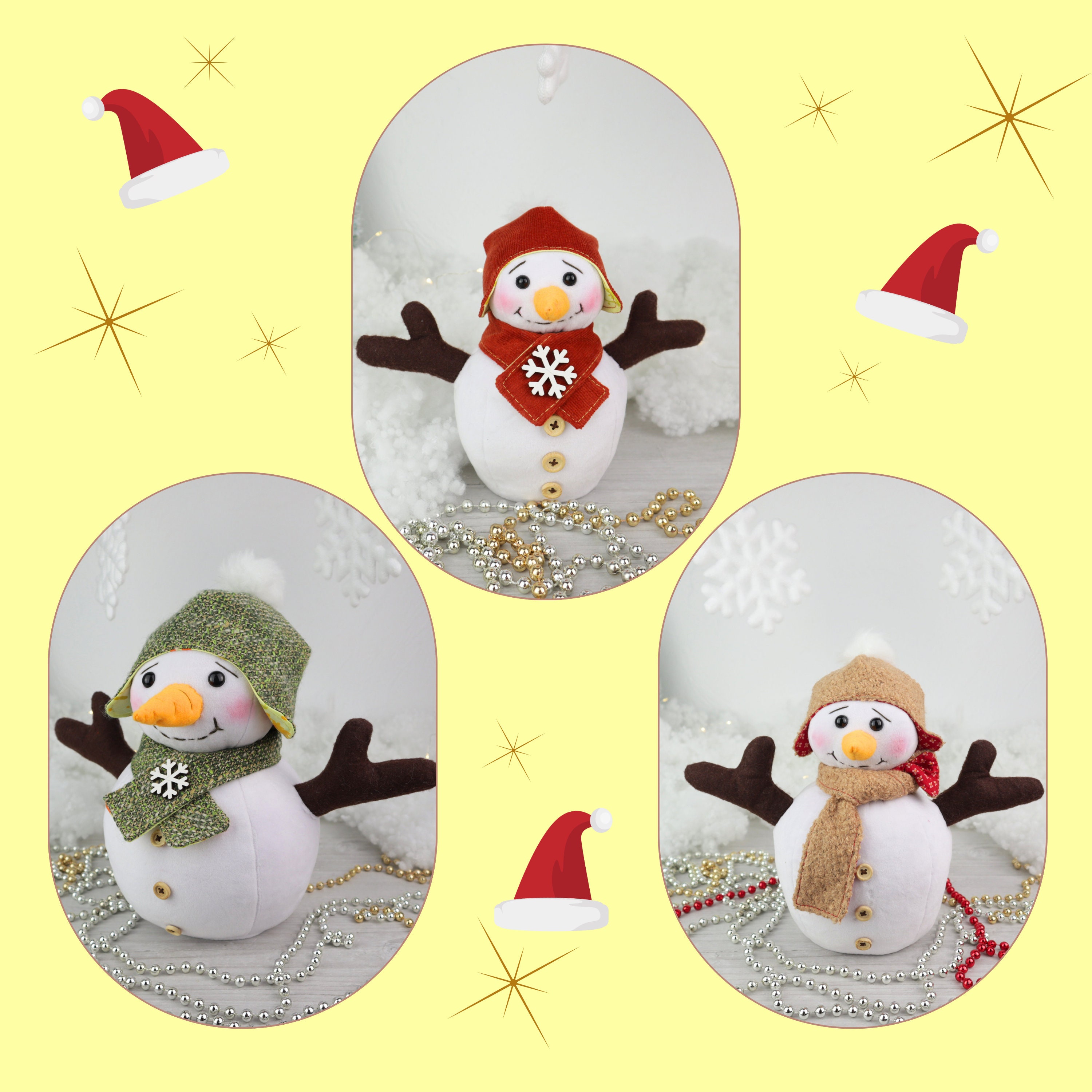 Snowman Plush Pattern PDF Winter Decor Sewing Pattern Do It Yourself - Etsy