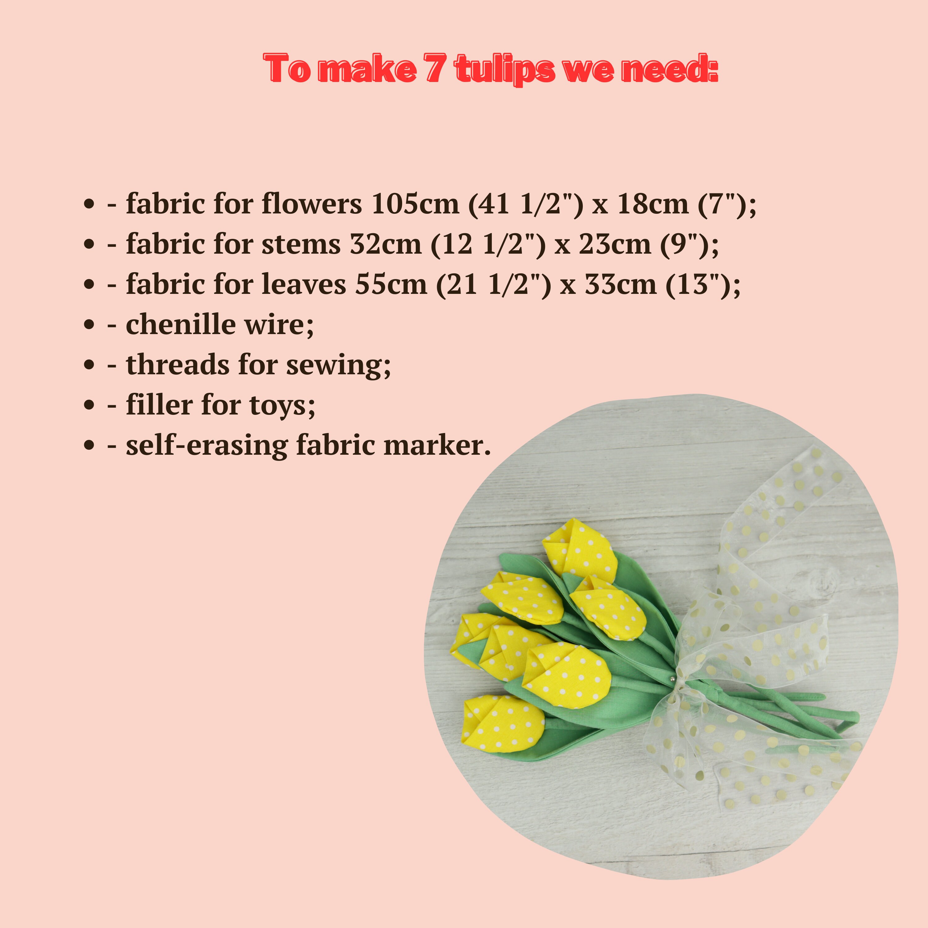 Flower Sewing Pattern Fabric Tulips Easy DIY - Etsy