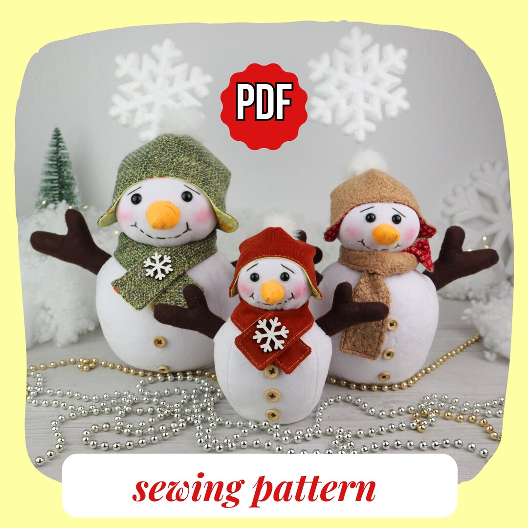 Snowman Plush Pattern PDF Winter Decor Sewing Pattern Do It Yourself - Etsy