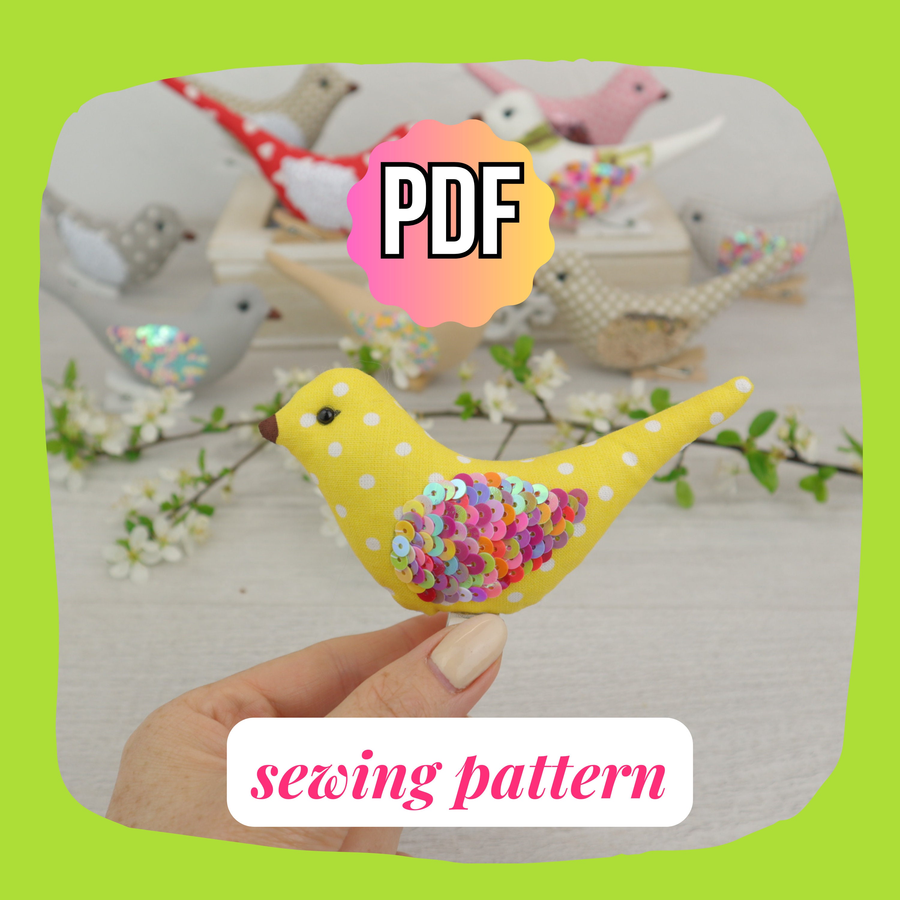 Bird Sewing Pattern PDF Pattern Do It Yourself Fabric Birds - Etsy