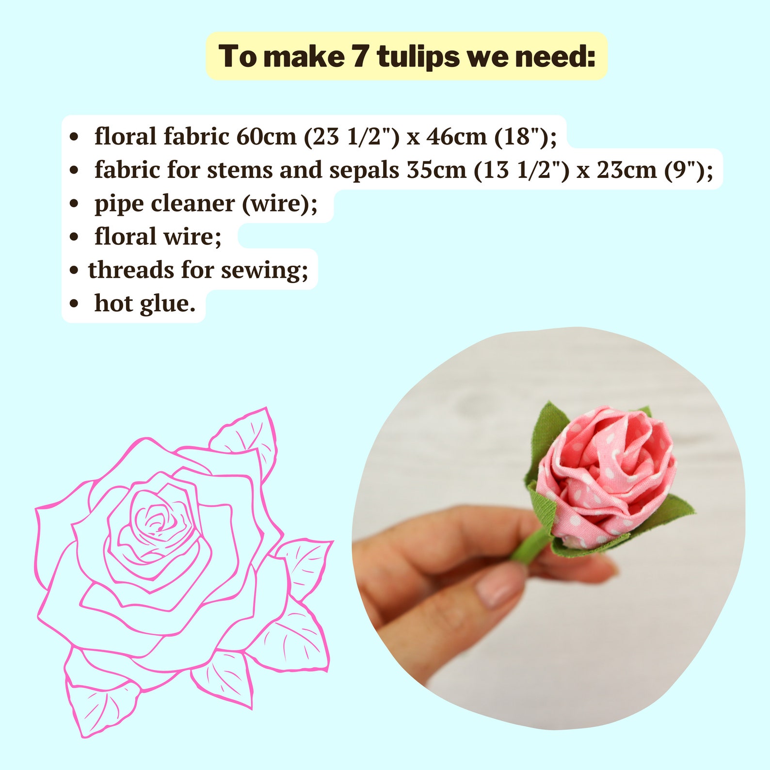 Flower Sewing Pattern Fabric Rose Easy DIY - Etsy