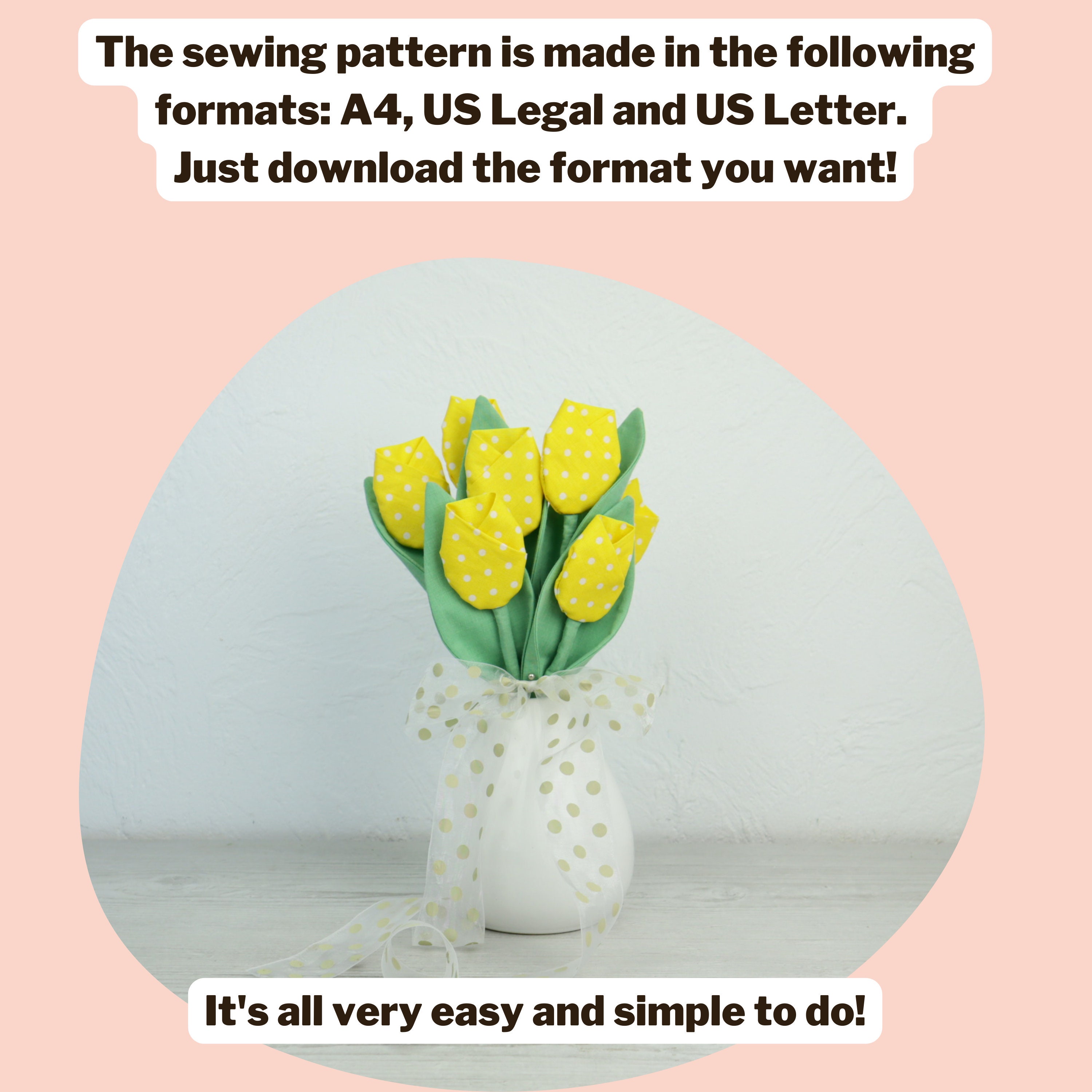 Flower Sewing Pattern Fabric Tulips Easy DIY - Etsy
