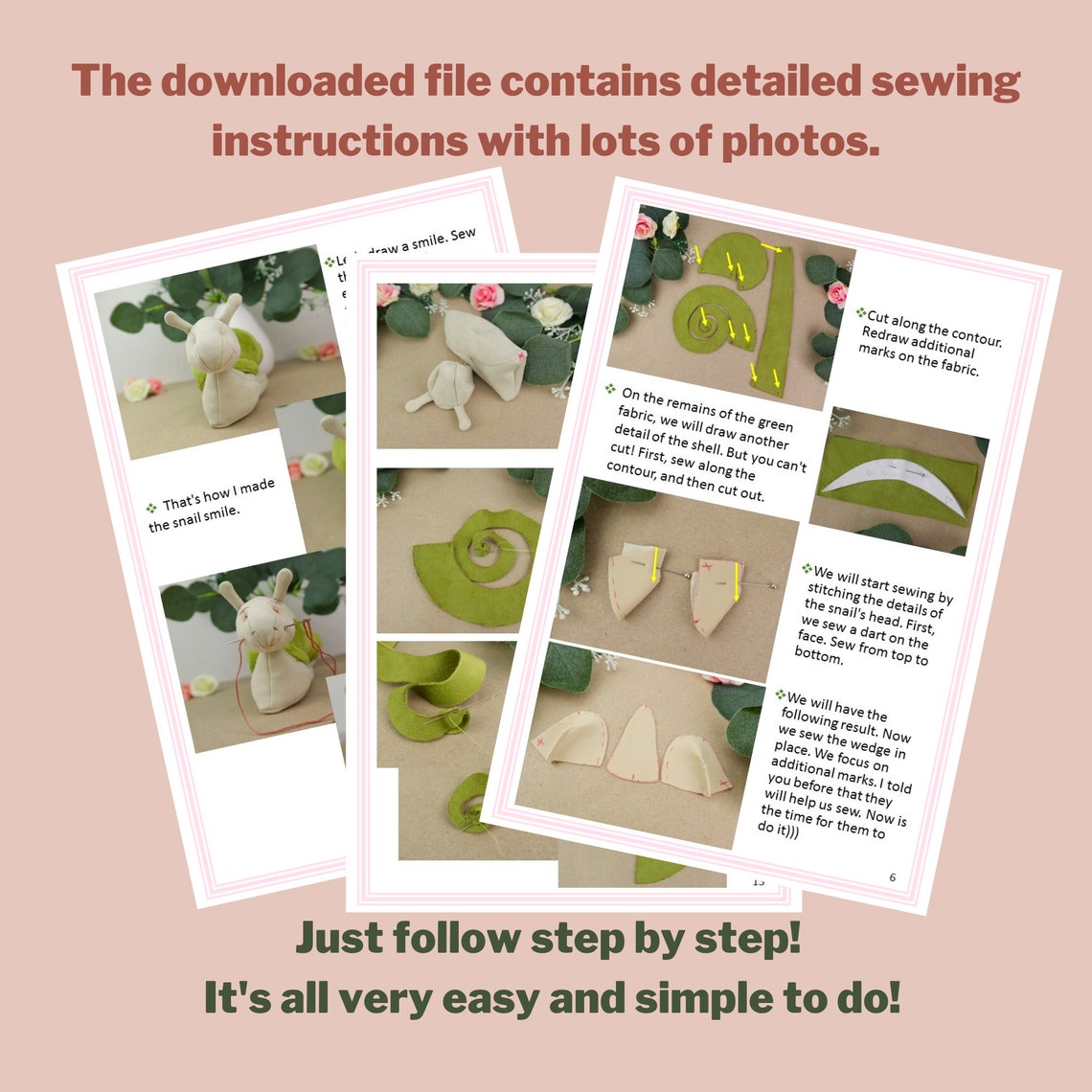 Snail Sewing Pattern PDF Digital Download Snail Decor Sewing With Your ...