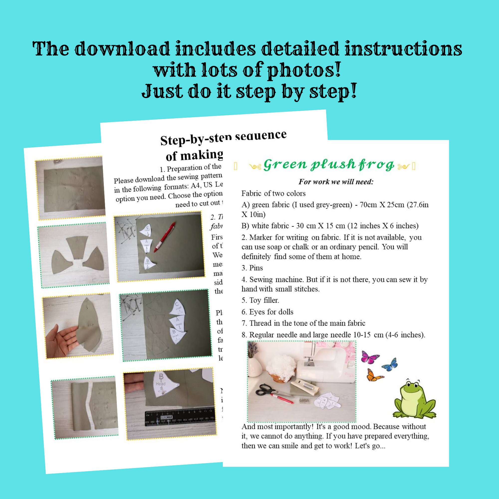 Frog Sewing Pattern PDF Digital Download Plush Frog Sewing DIY - Etsy