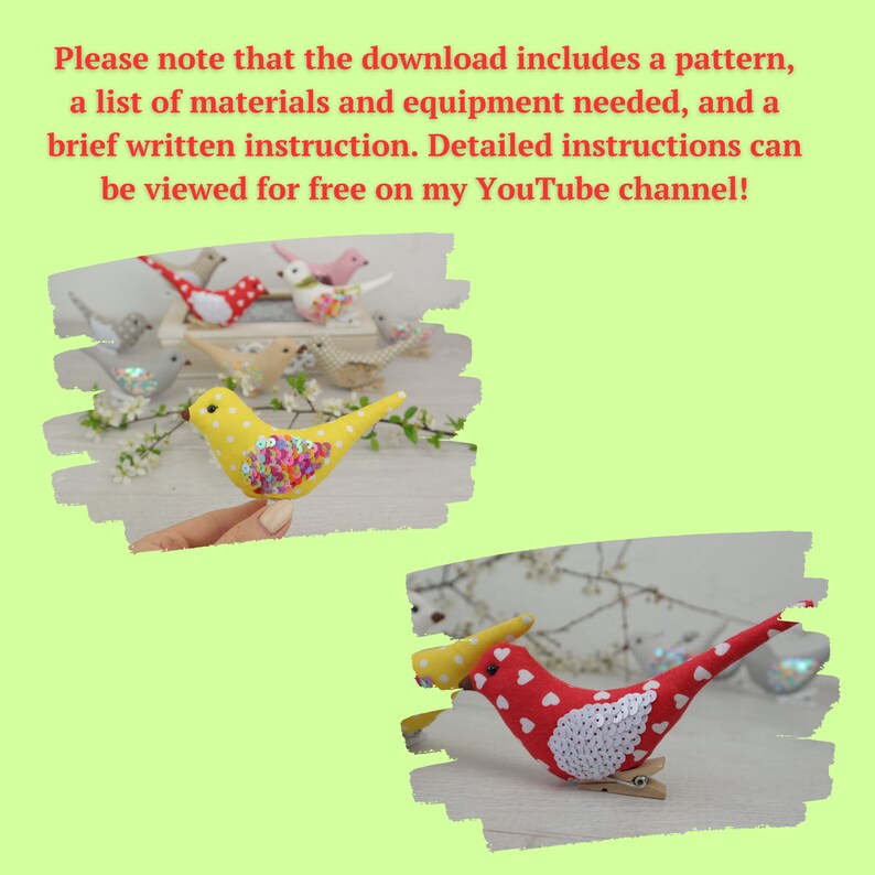 Bird Sewing Pattern PDF Pattern Do It Yourself Fabric Birds - Etsy