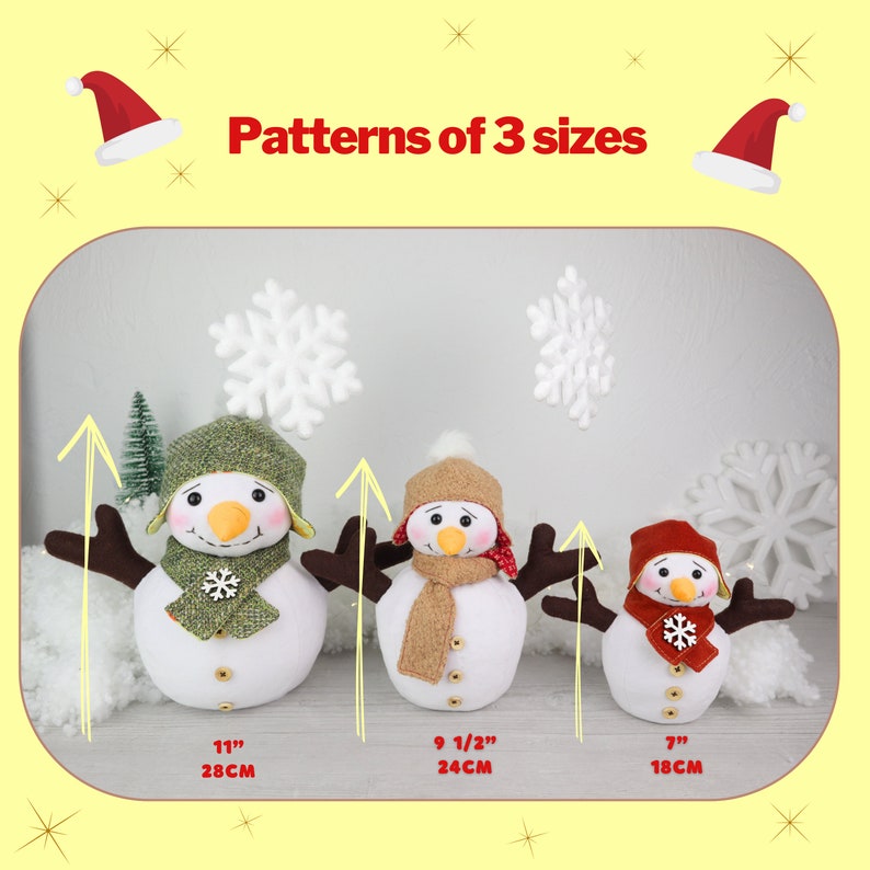 Snowman Plush Pattern PDF Winter Decor Sewing Pattern Do It Yourself - Etsy